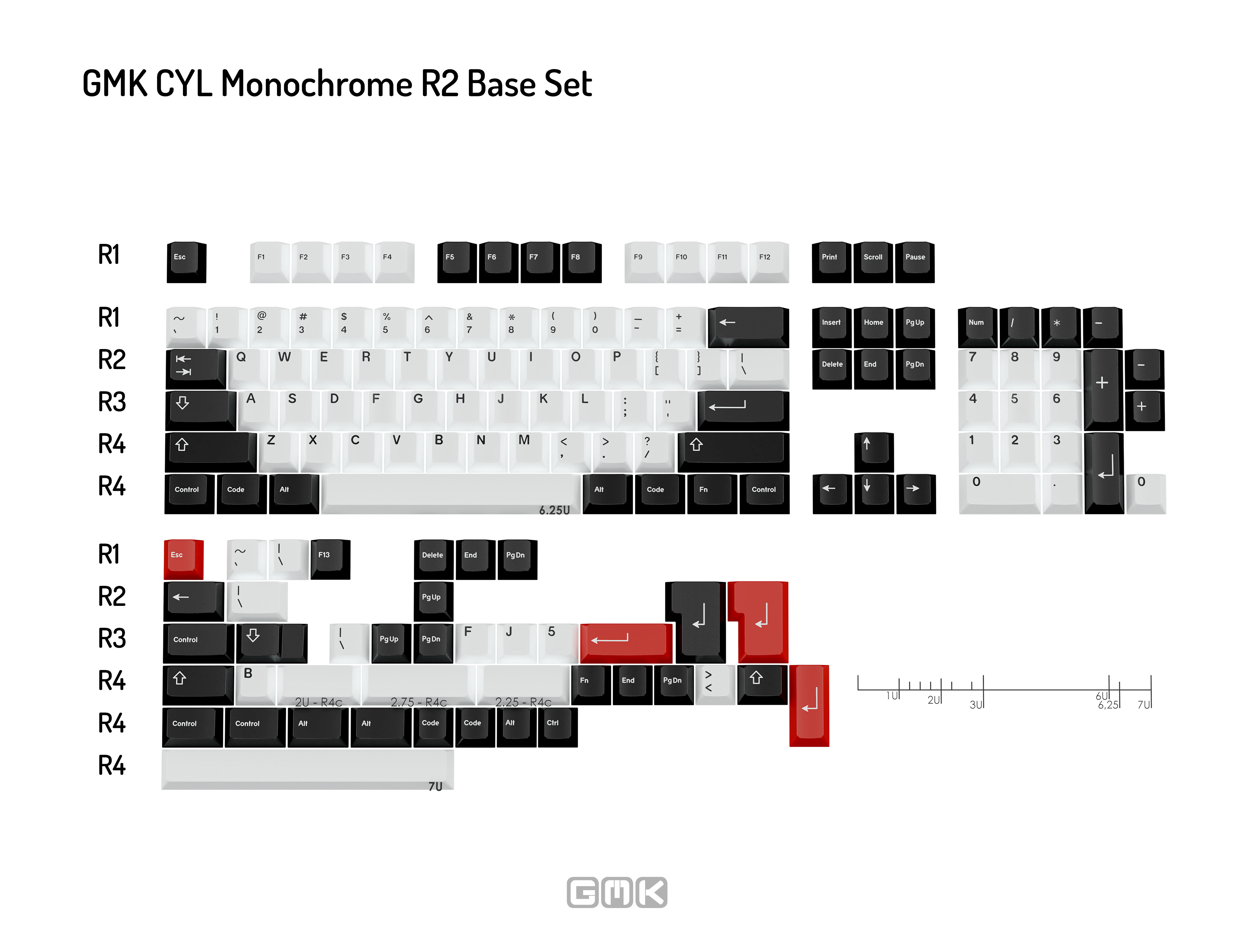 Gmk Cyl Monochrome R2 Keycap Set Designed By Full